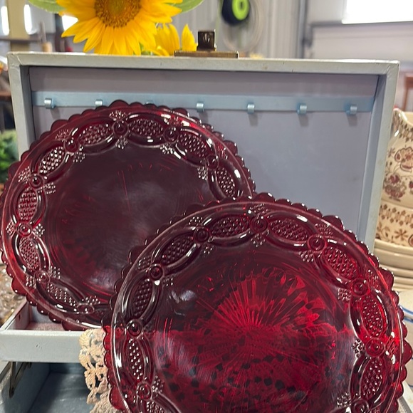 Dining | Vintage Avon Ruby Red Glass 725 Luncheon Plates1876 Cape Cod ...